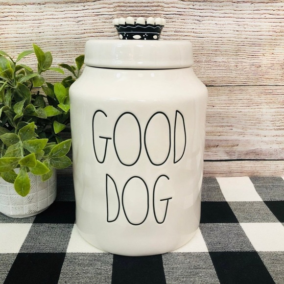 Rae Dunn | Dog | New Rae Dunn Dog Treat Canister Crown Top Food Storage ...